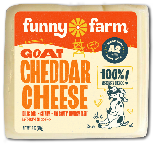 Funny Farm 6 oz. Cheddar Goat Cheese Block - IDDBA 2025 Digital New ...