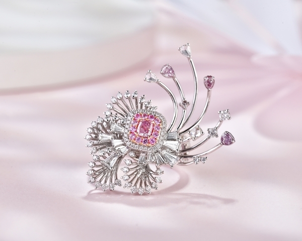 Multi purpose pink diamond ring in 18k gold - JewelleryNet