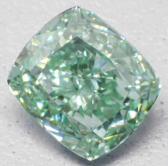 Cushion Shape, Fancy Intense Green VS1 Diamond - JewelleryNet